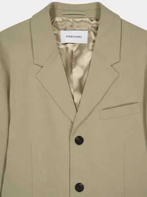 FERRAGAMO Sand Single-breasted Silk-blend Blazer - Beige