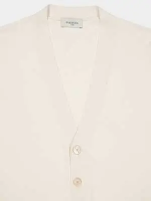 PIACENZA CASHMERE 1733 V-neck Buttoned Cotton Cardigan - Beige
