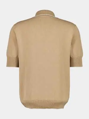 Balmain Cusson Embroidered Knit Polo Shirt - Beige