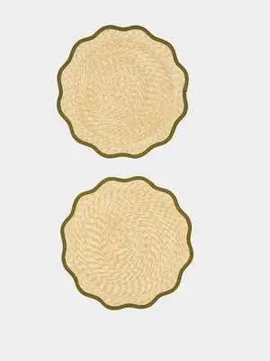 La DoubleJ Palm Straw Cloud Placemat Set Of 2 - Beige