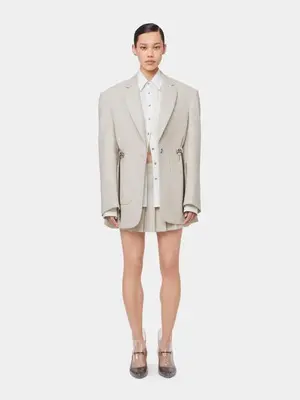 Rabanne Mottled Wool-cotton Blend Blazer - Beige