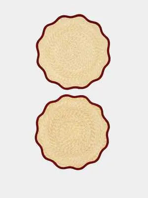 La DoubleJ Palm Straw Cloud Placemat Set Of 3 - Beige