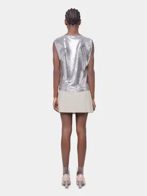 Rabanne Mottled Wool Mini Pleated Skirt - Beige
