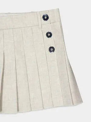 Rabanne Mottled Wool Mini Pleated Skirt - Beige