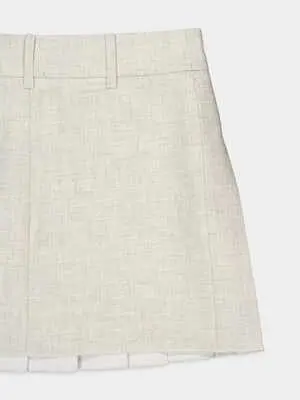 Rabanne Mottled Wool Mini Pleated Skirt - Beige