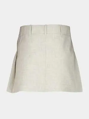 Rabanne Mottled Wool Mini Pleated Skirt - Beige