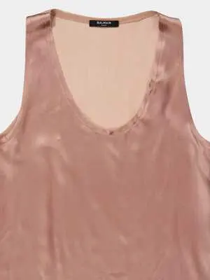 Balmain Silk Crepe V-neck Sleeveless Top