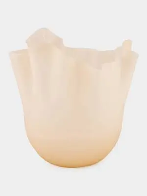 VENINI Fazzoletto Murano Glass Vase - Beige