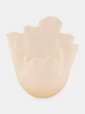 VENINI Fazzoletto Murano Glass Vase - Beige