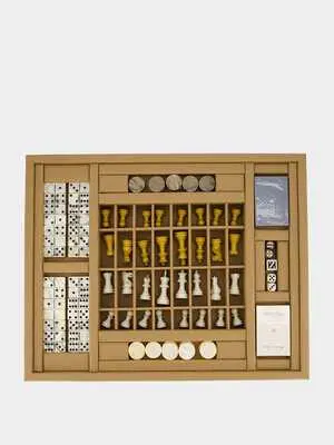 Hector Saxe Paris Cognac Leather Multi-game Box - Beige