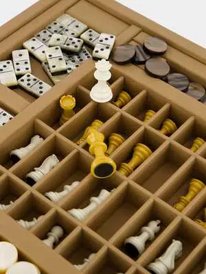 Hector Saxe Paris Cognac Leather Multi-game Box - Beige