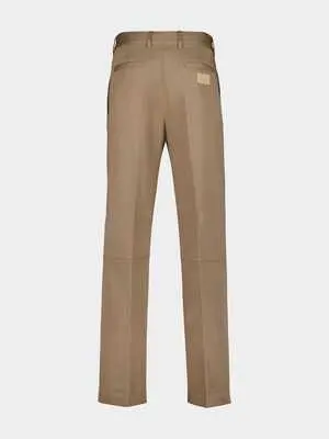 Fendi Dove Grey Gabardine Cigarette Trousers - Beige