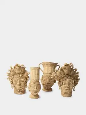 NATALIA BRILLI Natural Raffia Sicilian Moor´s Head Vase