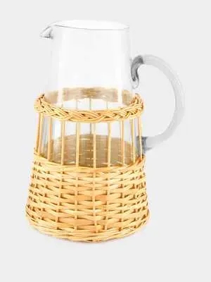 HOUSE OF CAPRICORN Vitória Natural Wicker And Glass Jug - Beige