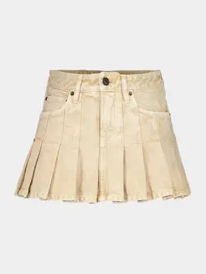 Balenciaga Mini Pleated Denim Skirt - Beige