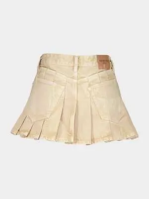 Balenciaga Mini Pleated Denim Skirt - Beige
