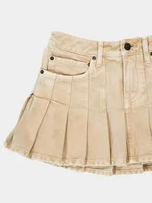 Balenciaga Mini Pleated Denim Skirt - Beige