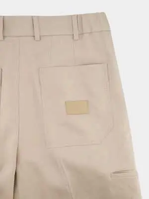 Fendi Linen Straight-cut Bermuda Shorts - Beige