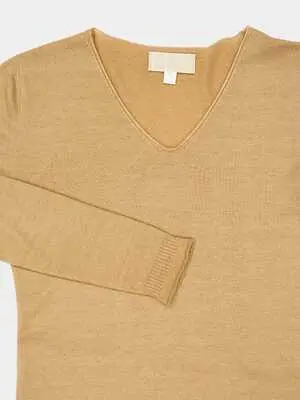120% Lino V-neck Cashmere Sweater - Beige