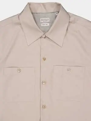 Brunello Cucinelli Light Cotton Button-up Shirt - Beige