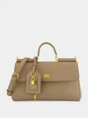 Dolce & Gabbana My Sicily Calfskin Handbag - Beige