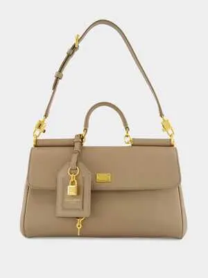 Dolce & Gabbana My Sicily Calfskin Handbag - Beige