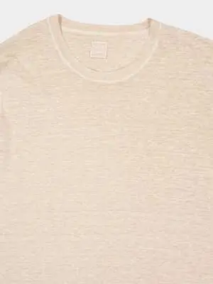120% Lino Safari Soft Linen T-shirt - Cream
