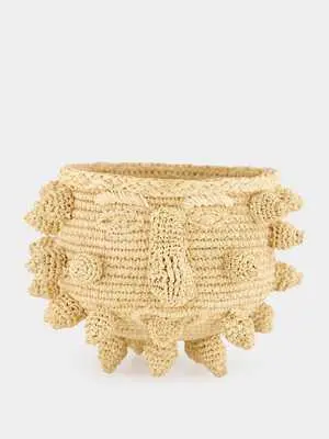 NATALIA BRILLI Natural Raffia Decorative Bowl - Beige