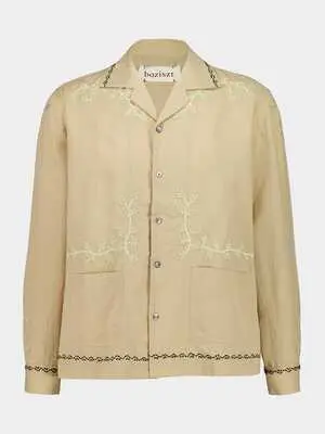 BAZISZT Gevrey Embroidered Hemp Shirt - Beige