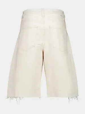 MOTHER Knee-length Denim Shorts With Frayed Hem