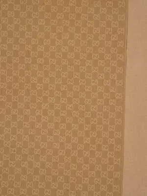 Gucci Camel And Gg Wool Cashmere Scarf - Beige