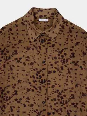 FERRAGAMO Silk Georgette Orchid Print Shirt - Beige