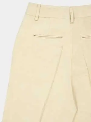 PAULA Stacy Wide-leg Twill Trousers - Beige