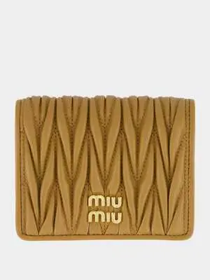Miu Miu Caramel Matelassé Leather Wallet - Beige