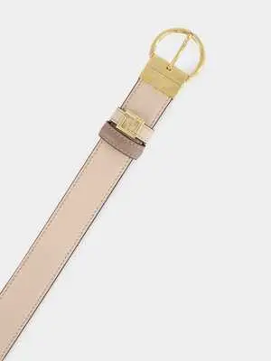 Fendi Reversible Leather Belt With Ff Logo - Beige