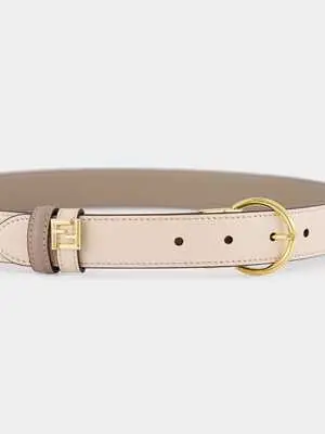 Fendi Reversible Leather Belt With Ff Logo - Beige