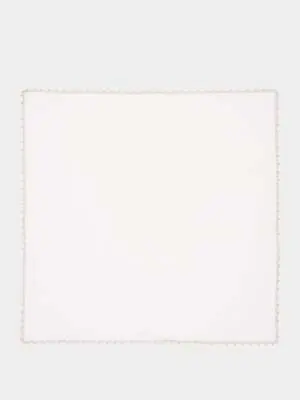 HOUSE OF CAPRICORN Hand-embroidered Linen Napkin With Crochet Trim - Beige