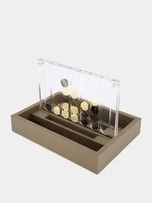 Hector Saxe Paris Leather Connect 4 Game - Beige