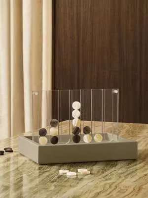 Hector Saxe Paris Leather Connect 4 Game - Beige