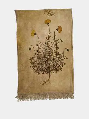 THE HOUSE OF LYRIA Sollievo Patterned Linen Tablecloth - Beige
