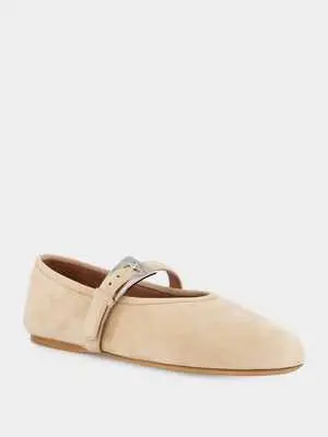 Paris Texas Sveva Suede Ballet Flats - Beige