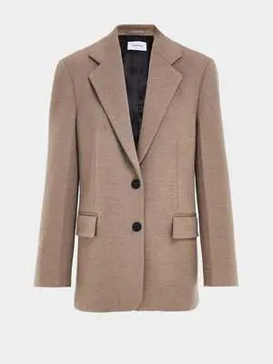 FERRAGAMO Sand Mélange Jersey Wool Blazer - Beige