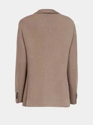 FERRAGAMO Sand Mélange Jersey Wool Blazer