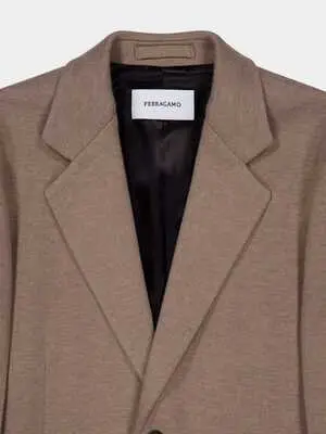 FERRAGAMO Sand Mélange Jersey Wool Blazer