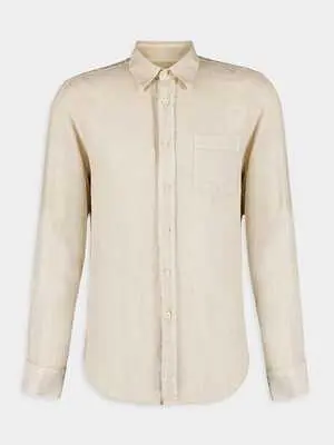 120% Lino Safari Soft Fade Linen Shirt - Beige