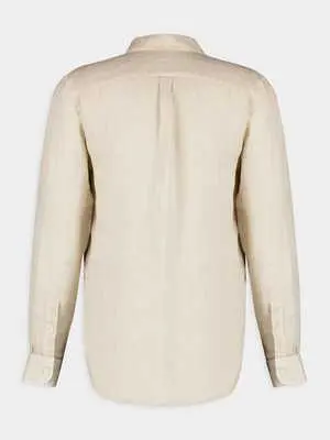 120% Lino Safari Soft Fade Linen Shirt - Beige