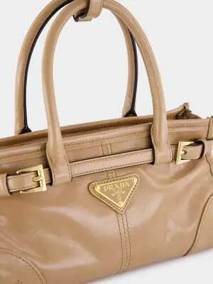 Prada Bonnie Mini Leather Handbag - Beige