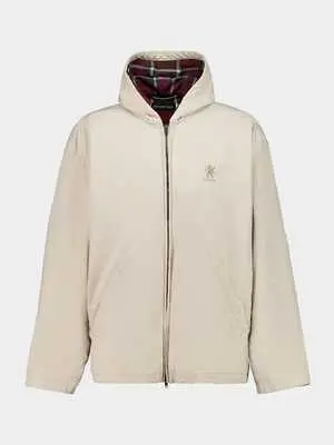 Balenciaga Hooded Zip-up Cotton Jacket - Beige