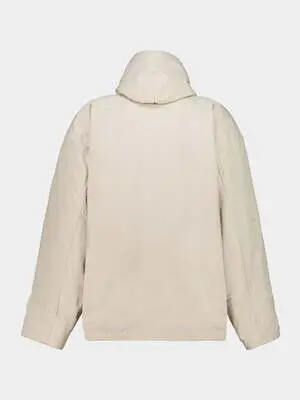 Balenciaga Hooded Zip-up Cotton Jacket - Beige