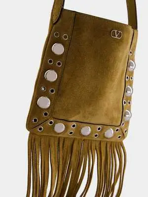 Valentino Garavani Havana Nellcôte Suede Shoulder Bag